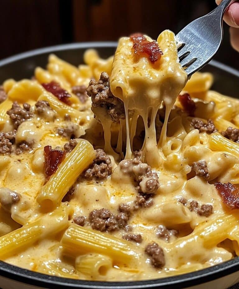 30-Minute Loaded Bacon Cheeseburger Alfredo Pasta Bliss